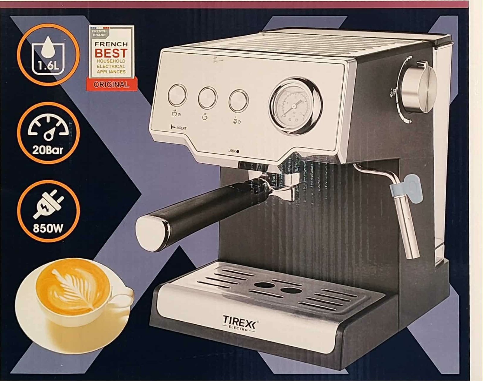 Machine a Café Expresso Tirexx Café Poudre + cappuccino 20 Bars 850W 1 ...